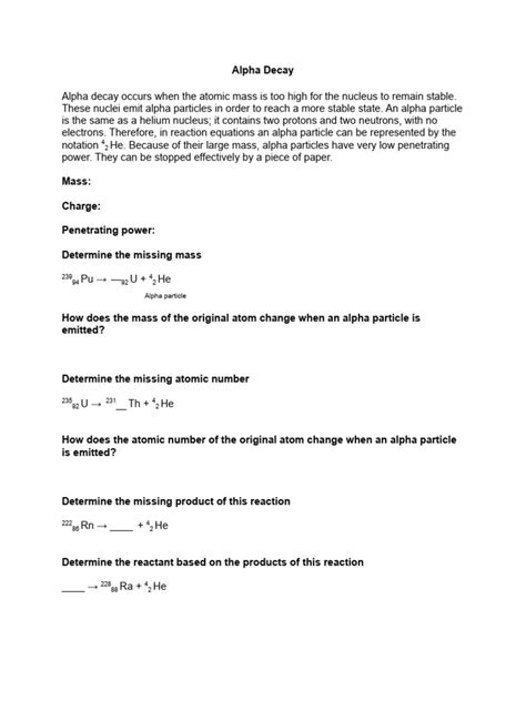 Nuclear Class Worksheets Pdf Nuclear Reaction Atomic Nucleus