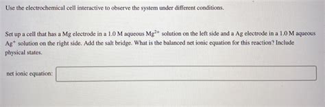 Solved Use The Electrochemical Cell Interactive To Observe