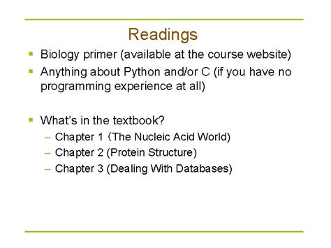 Overview Of I 519 Introduction To Bioinformatics Structure