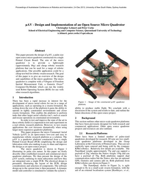 pdf μav design and implementation of an open source micro quadrotor