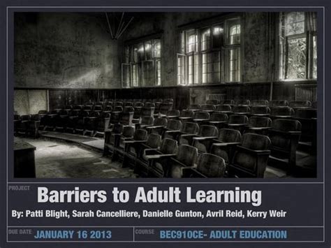 Adult Learning Barriers Ppt