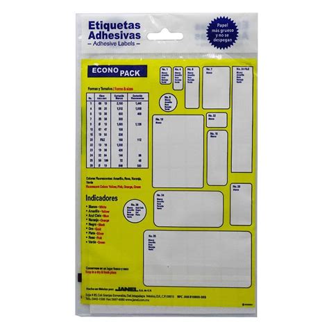 Etiqueta Janel Econopack 25x38 Blanca