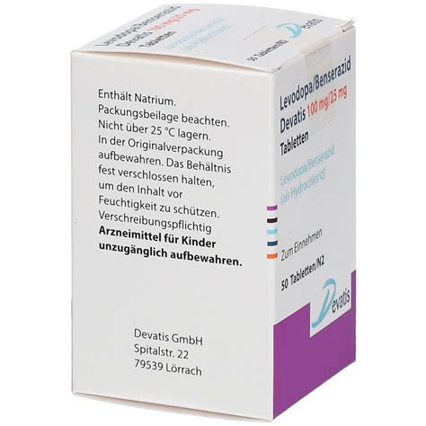 Levodopa Benserazid Devatis 100 Mg 25 Mg 50 St Mit Dem E Rezept Kaufen Shop Apotheke