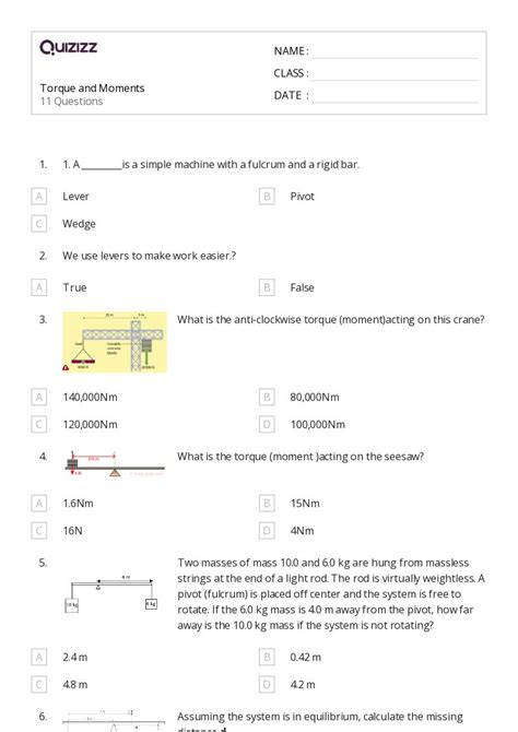 50 Torque And Equilibrium Worksheets For 11th Class On Quizizz Free