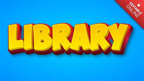 Library Yellow And Red 3d Text Effect Generator