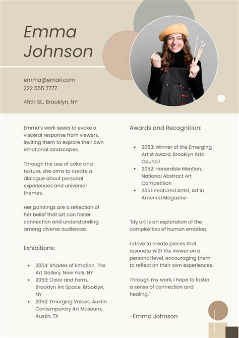 Free Artist Profile Design Template To Edit Online