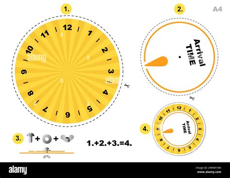 Simple DIY Car Parking Disc Timer Clock Arrival Time Display Printable A4 Stock Vector Image