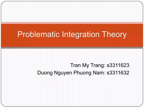Persuasion Theory Of Problematic Integration Ppt