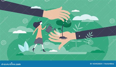 Save Planet Vector Illustration Tree Planting Flat Tiny Persons Concept Stock Vector