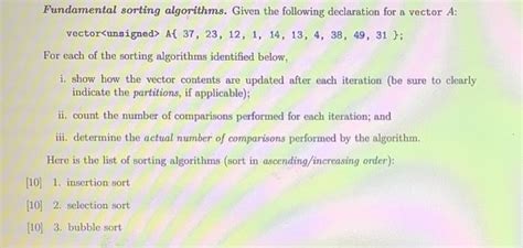 Solved Fundamental Sorting Algorithms Given The Following Chegg