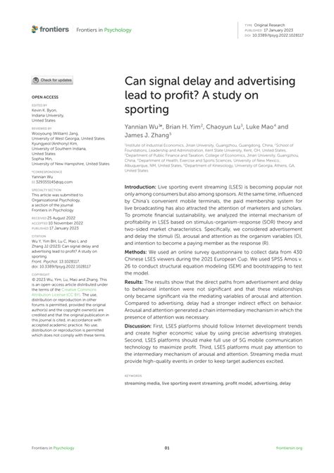 Pdf Can Signal Delay And Advertising Lead To Profit A Study On Sporting