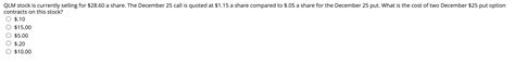 Solved Qlm Stock Is Currently Selling For 2860 A Share