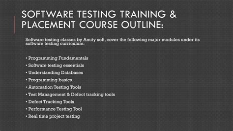 Ppt Software Testing Training And Placement Course Outline Powerpoint Presentation Id10278383