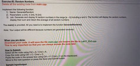 Solved Exercise Random Numbers Delete All The Existing Chegg