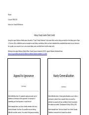 PHI FallacyStudyGuide Docx Name Course PHI Instructor Sarah Robertson Fallacy Study