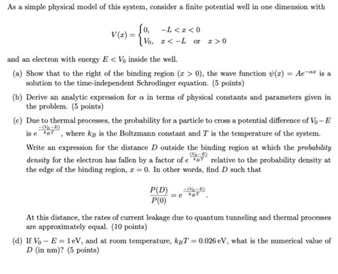 Solved As A Simple Physical Model Of This System Consider A