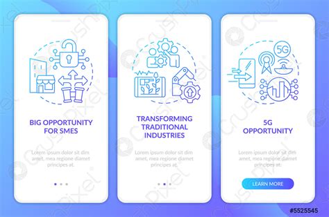 Iot Business Transformation Blue Gradient Onboarding Mobile App Screen Stock Vector 5525545