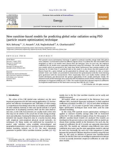 Pdf New Sunshine Based Models For Predicting Global Solar Radiation