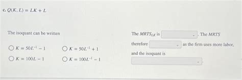 Solved The Calculus Of Production Functions And Input Demand