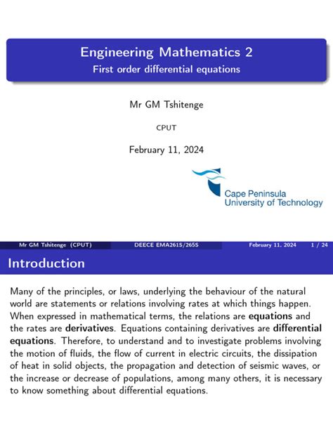 First Order Differential Equations Pdf