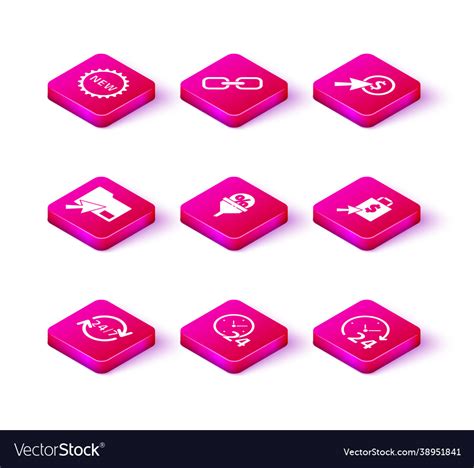 set clock 24 hours cursor click document folder vector image