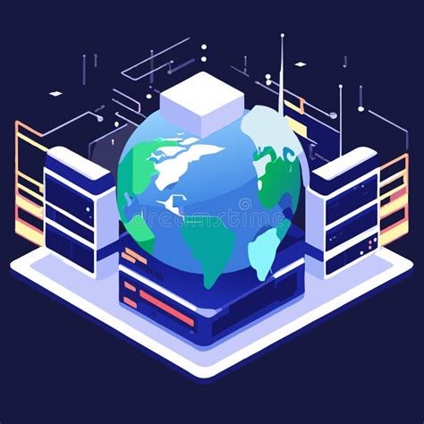 Etwork Isometric Concept Internet Communication And Telecommunication