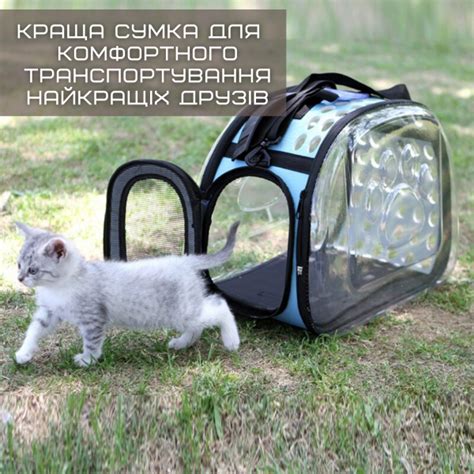 ᐉ Сумка переноска для кота з прозорими стінками до 7 кг Блакитний