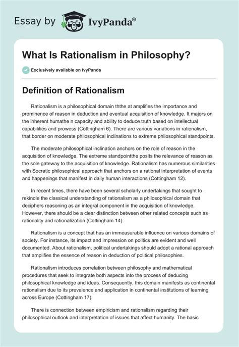 What Is Rationalism In Philosophy 861 Words Essay Example