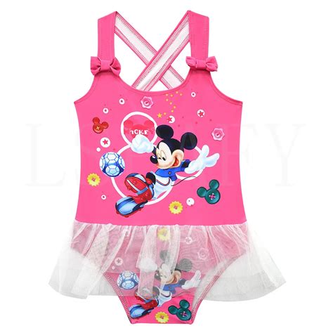 ديزني بنات ملابس السباحة ميكي ماوس فتاة قطعة واحدة لباس سباحة الأطفال