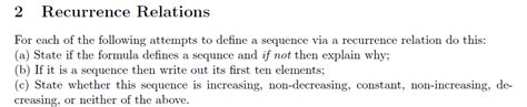 solved 2 recurrence relations for each of the following