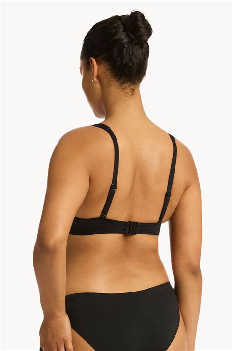 Sea Level Eco Essentials Longline Underwire Bra Black Swimwear Galore Au