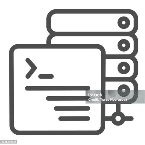 Jendela Baris Perintah Berbagi Data Ikon Garis Konsol Server Konsep Pemrograman Tanda Vektor Cli