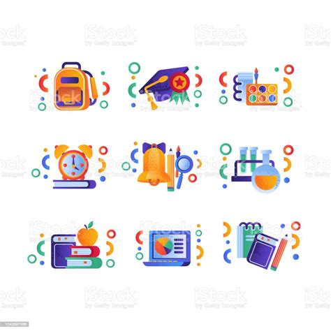 학 용품 세트 교육 개념 다시 흰색 배경에 학교 벡터 일러스트 가방에 대한 스톡 벡터 아트 및 기타 이미지 가방 개념과 주제 고정됨 Istock