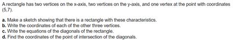 solved a rectangle has two vertices on the x axis two