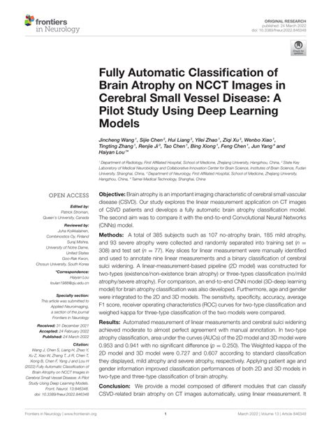 Pdf Fully Automatic Classification Of Brain Atrophy On Ncct Images In