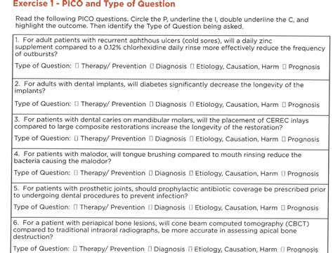 Read The Following PICO Questions Circle The P Chegg Com