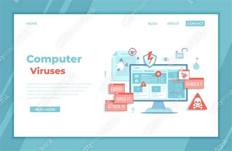 Computer Viruses Attack Errors Detected Warning Signs Stealing Data Monitor With Hacking