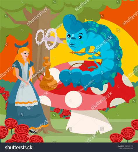 Alice Wonderland Hookah Smoking Caterpillar Stock Vector Royalty Free