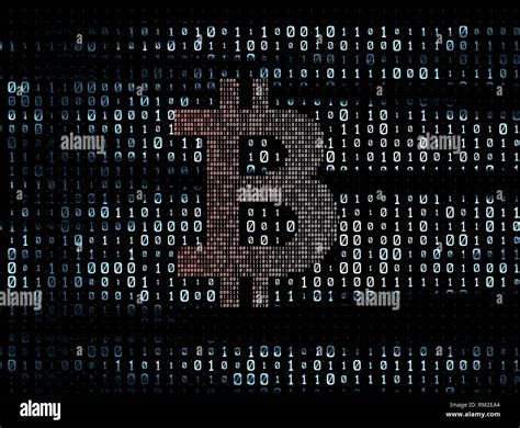 binary code network matrix bitcoin data transmission and storage