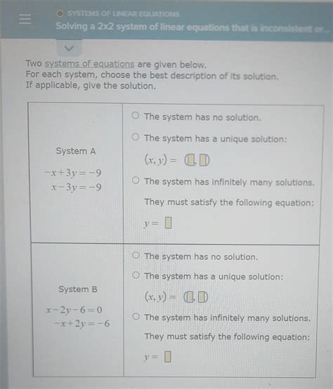 Solved O Systems Of Linear Equations Solving A 2x2 System Of