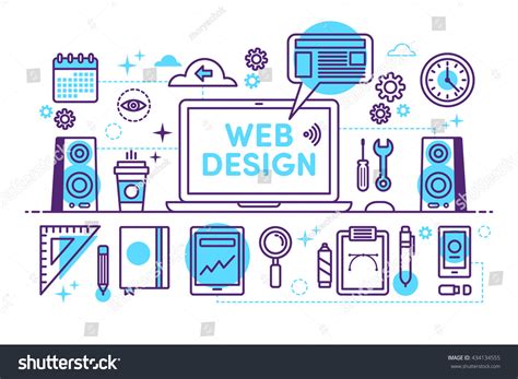 Set Flat Linear Design Concept Icons Stock Vector Royalty Free Shutterstock