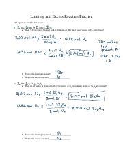 Limiting And Excess Reactant Practice Key Pdf Limiting And Excess Reactant Practice All