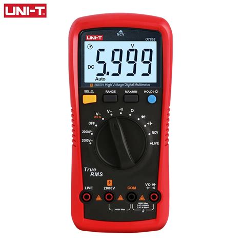 Uni T 2000v 고전압 멀티 미터 디지털 Ut892 Ac Dc 전압 테스터 True Rms 커패시턴스 저항 주파수 측정기