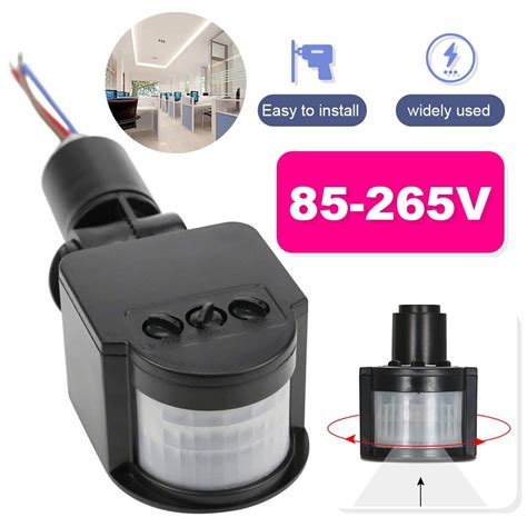 Amerteer Motion Sensor Detector Led Light 90~250v 180 Degree Wall Mount Infrared Pir Motion