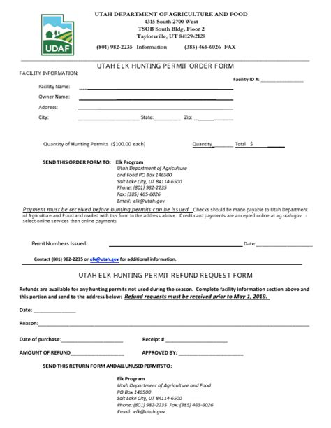 Utah Utah Elk Hunting Permit Order Form Fill Out Sign Online And
