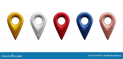 Realistic Map Pointers Various Symbols For Gps Navigation Cartoon Vector