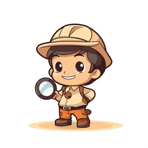Premium Vector Cute Explorer Boy With Magnifying Glass Cartoon Vector