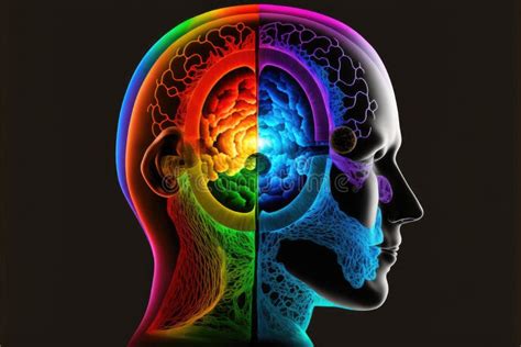 Illustration Of A Human Head And Brain Thinking Concept Neurological