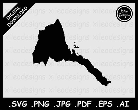Eritrea Map Svg Eritrean Country National Border Boundary Etsy