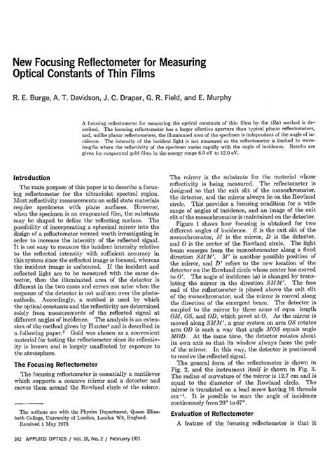 pdf new focusing reflectometer for measuring optical constants of
